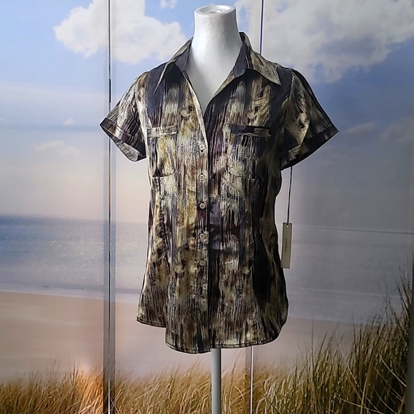 Vertigo Paris | Tops | Vertigo Button Down Satin Shirt | Poshmark